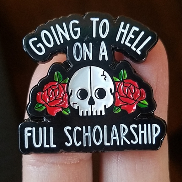 Jewelry | 2 For 13 Going To Hell Gothic Skull Roses Enamel Pin | Poshmark